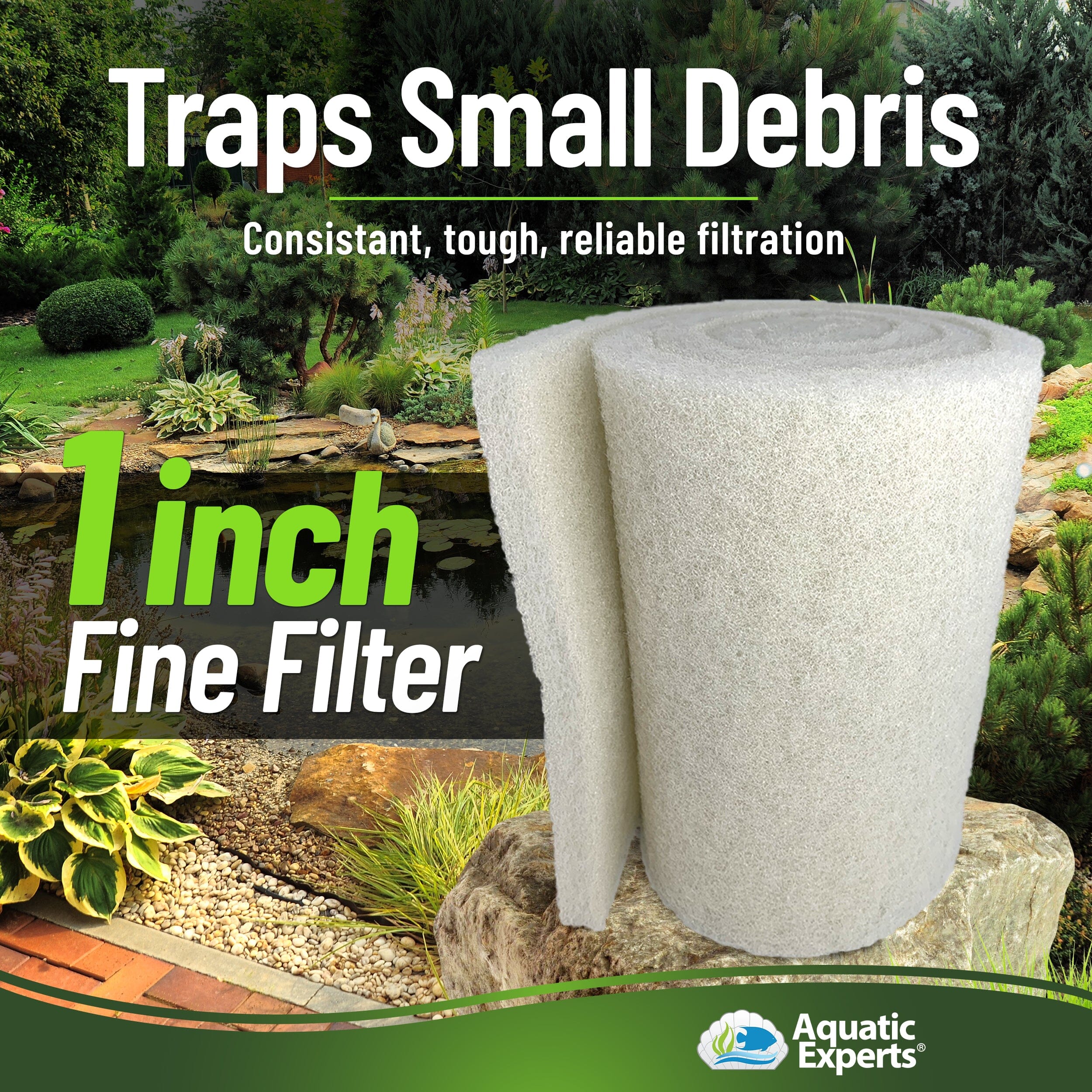 Cream COARSE Pond Filter Pad - 2 inch Thick - Bulk Roll Water Garden F ...